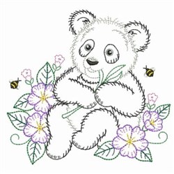 Panda Bear Outline Embroidery Design | EmbroideryDesigns.com