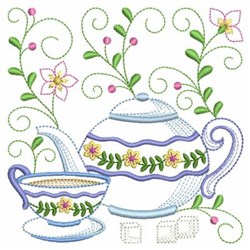 Tea Pot & Cup Embroidery Design | EmbroideryDesigns.com