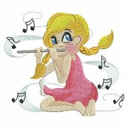 Flute Girl Embroidery Design | EmbroideryDesigns.com