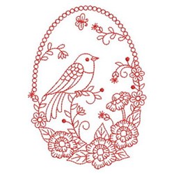 Redwork Floral Bird Embroidery Design | EmbroideryDesigns.com