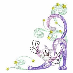 Stretching Stipple Cat Embroidery Design | EmbroideryDesigns.com