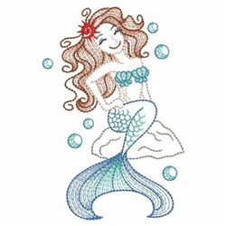 Vintage Happy Mermaid Embroidery Design | EmbroideryDesigns.com