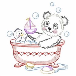 Stipple Bathtime Panda Bear Embroidery Design | EmbroideryDesigns.com