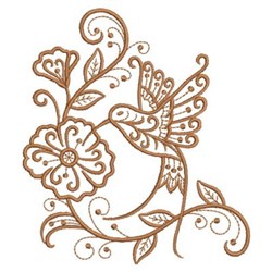 Filigree Flowers & Hummingbird Embroidery Design | EmbroideryDesigns.com
