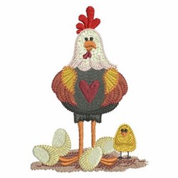 Country Rooster & Chick Embroidery Design | EmbroideryDesigns.com