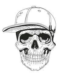 Baseball Cap Skull Embroidery Design | EmbroideryDesigns.com