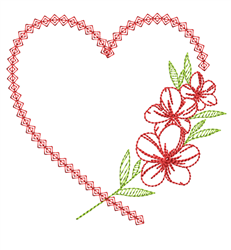 Heart & Flowers Embroidery Design | EmbroideryDesigns.com