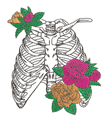 Ribcage & Roses Embroidery Design | EmbroideryDesigns.com