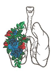 Floral Decorated Lungs Outline Embroidery Design | EmbroideryDesigns.com