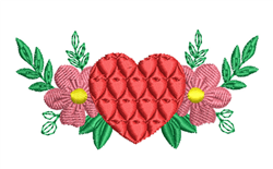 Heart & Flowers Embroidery Design | EmbroideryDesigns.com