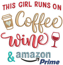 Coffee Wine Prime Embroidery Design | EmbroideryDesigns.com