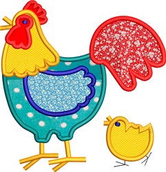 Applique Country Hen Embroidery Design | EmbroideryDesigns.com