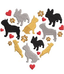 Frenchie Heart Embroidery Design | EmbroideryDesigns.com