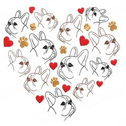 Frenchie Heart Embroidery Design | EmbroideryDesigns.com