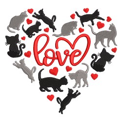 Cat Love Embroidery Design | EmbroideryDesigns.com