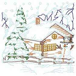 Winter Cabin Embroidery Design | EmbroideryDesigns.com