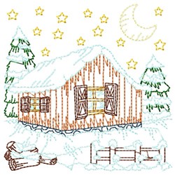Winter Cabin Embroidery Design | EmbroideryDesigns.com