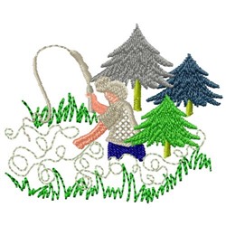 Man Fishing Embroidery Design | EmbroideryDesigns.com