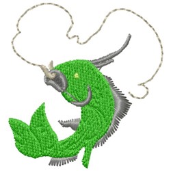 Fish On Hook Embroidery Design | EmbroideryDesigns.com