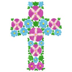 Floral Easter Cross Embroidery Design | EmbroideryDesigns.com