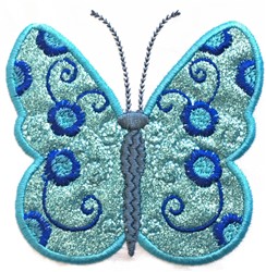 Applique Blue Butterfly Embroidery Design | EmbroideryDesigns.com