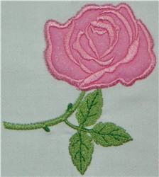 Applique Pink Rose Embroidery Design | EmbroideryDesigns.com
