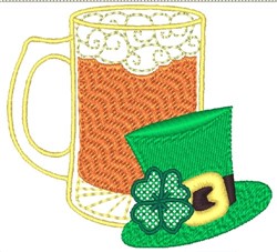 Top Hat & Beer Embroidery Design | EmbroideryDesigns.com