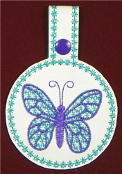 Butterfly Key Fob Embroidery Design | EmbroideryDesigns.com