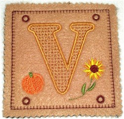 Thanksgiving Letter V Embroidery Design | EmbroideryDesigns.com