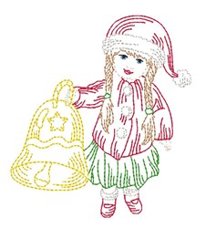 Girl & Bell Embroidery Design | EmbroideryDesigns.com