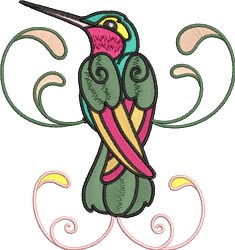 Vibrant Hummingbird Embroidery Design | EmbroideryDesigns.com