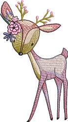 Floral Fawn Embroidery Design | EmbroideryDesigns.com