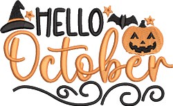 Hello October Embroidery Design | EmbroideryDesigns.com