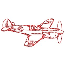 Redwork Fighter Airplane Embroidery Design | EmbroideryDesigns.com