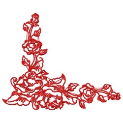 Redwork Rose Corner Embroidery Design | EmbroideryDesigns.com