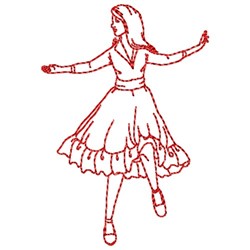 Redwork Square Dancer Embroidery Design | EmbroideryDesigns.com