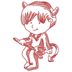 Redwork Boy Devil Embroidery Design | EmbroideryDesigns.com