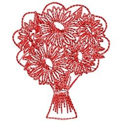 Redwork Sunflowers Embroidery Design | EmbroideryDesigns.com