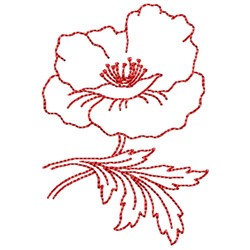 Redwork Poppy Embroidery Design | EmbroideryDesigns.com