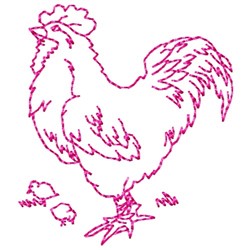 Redwork Chickens Embroidery Design | EmbroideryDesigns.com