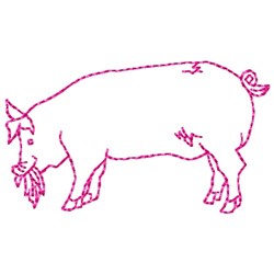 Redwork Pig Embroidery Design | EmbroideryDesigns.com