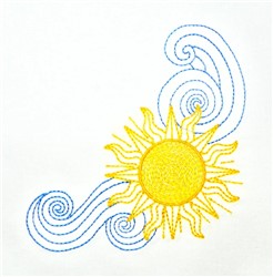 Sun & Swirls Embroidery Design | EmbroideryDesigns.com
