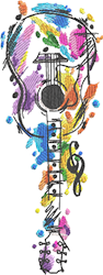 Watercolor Guitar Embroidery Design | EmbroideryDesigns.com