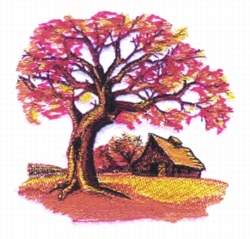 Fall Farm Scene Embroidery Design | EmbroideryDesigns.com