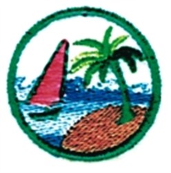 Sailboat & Palm Embroidery Design | EmbroideryDesigns.com