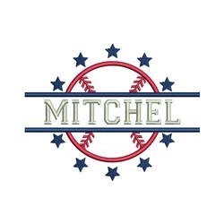 Split Baseball Stars Embroidery Design | EmbroideryDesigns.com