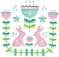 Scandi Rabbit Folk Art Embroidery Design | EmbroideryDesigns.com