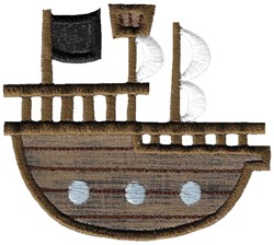 Applique Pirate Ship Embroidery Design | EmbroideryDesigns.com
