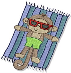 Sunbathing Beach Monkey Embroidery Design | EmbroideryDesigns.com