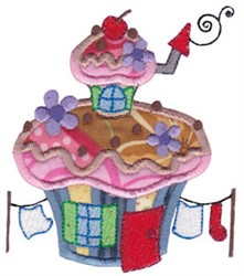 Applique Muffin House Embroidery Design | EmbroideryDesigns.com